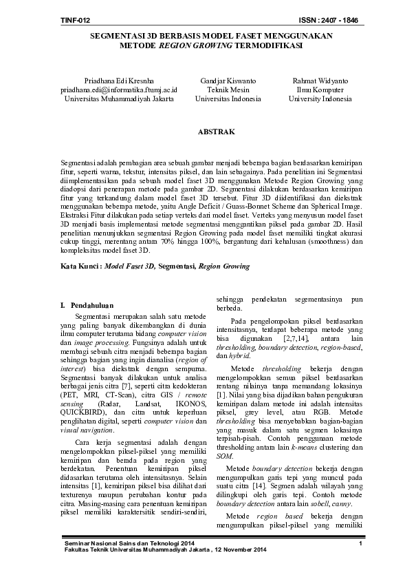 (PDF) Segmentasi 3D Berbasis Model Faset Menggunakan Metode Region ...