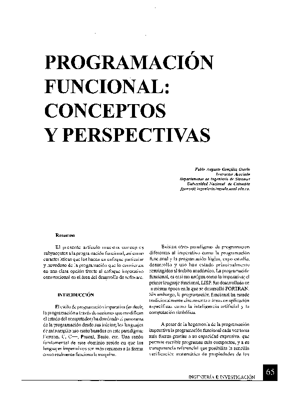 (PDF) Programación funcional: conceptos y perspectivas | Doris Chavez - Academia.edu