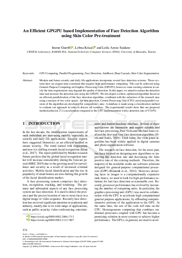 (PDF) An Efficient GPGPU based Implementation of Face Detection Algorithm using Skin Color Pre ...