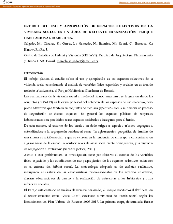 (PDF) Estudio del uso y apropiación de espacios colectivos de la vivienda social en un área de ...