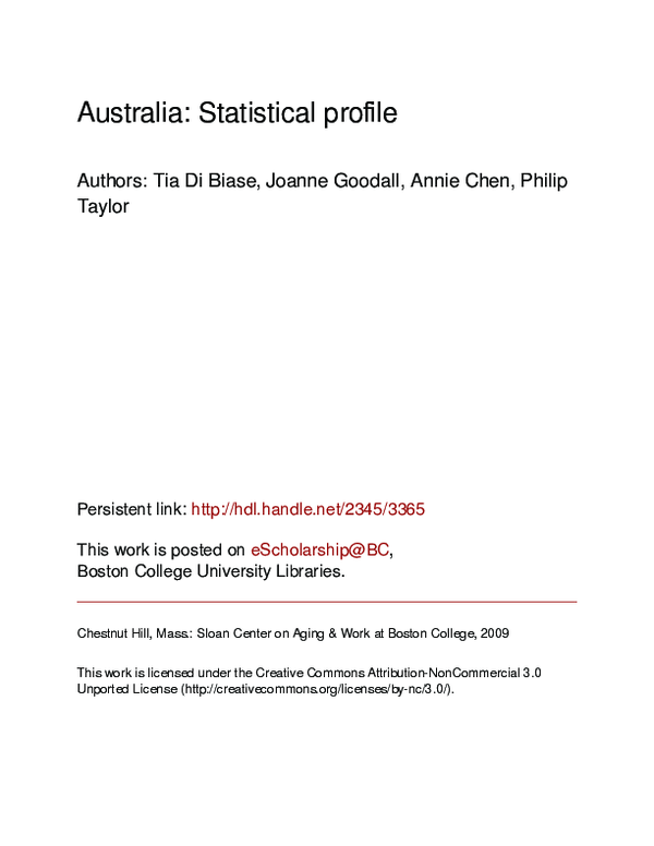 (PDF) Australia: Statistical profile | Joanne Goodall - Academia.edu