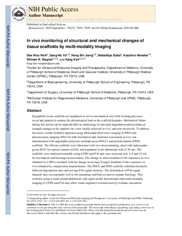 (PDF) In vivo monitoring of structural and mechanical changes of tissue ...