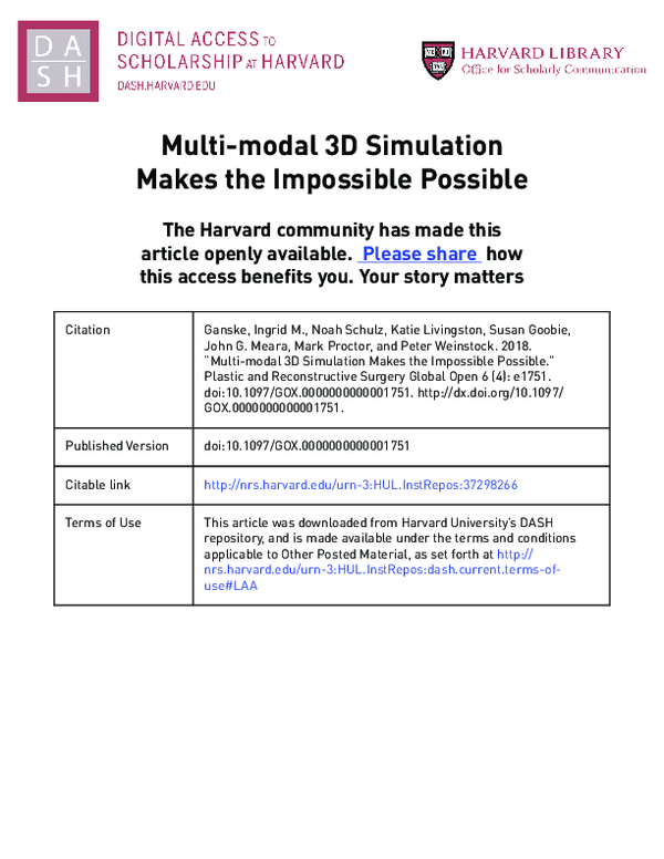 (PDF) Multi-modal 3D Simulation Makes the Impossible Possible