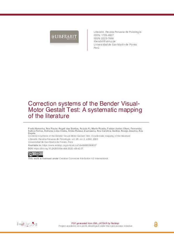 (PDF) Correction systems of the Bender Visual-Motor Gestalt Test: A ...