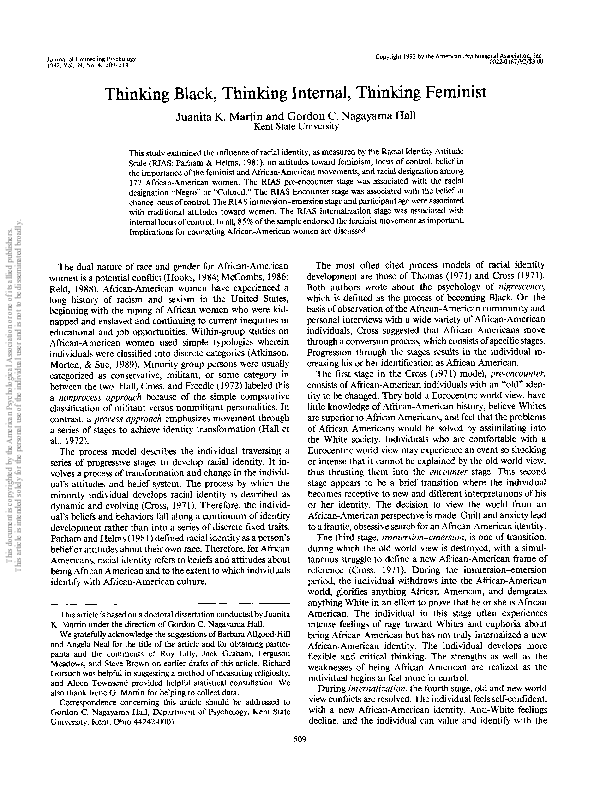 (PDF) Thinking Black, thinking internal, thinking feminist