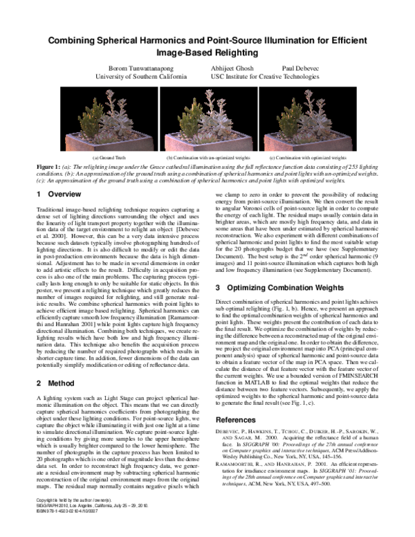 (PDF) Combining spherical harmonics and point-source illumination for efficient image-based ...