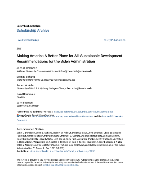 (PDF) Making America A Better Place for All: Sustainable Development ...