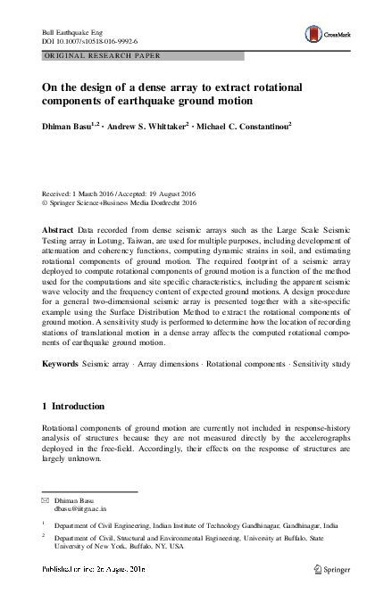 (PDF) On the design of a dense array to extract rotational components ...