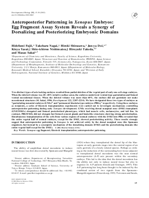 (PDF) Mechanism of anteroposterior axis specification in vertebrates ...
