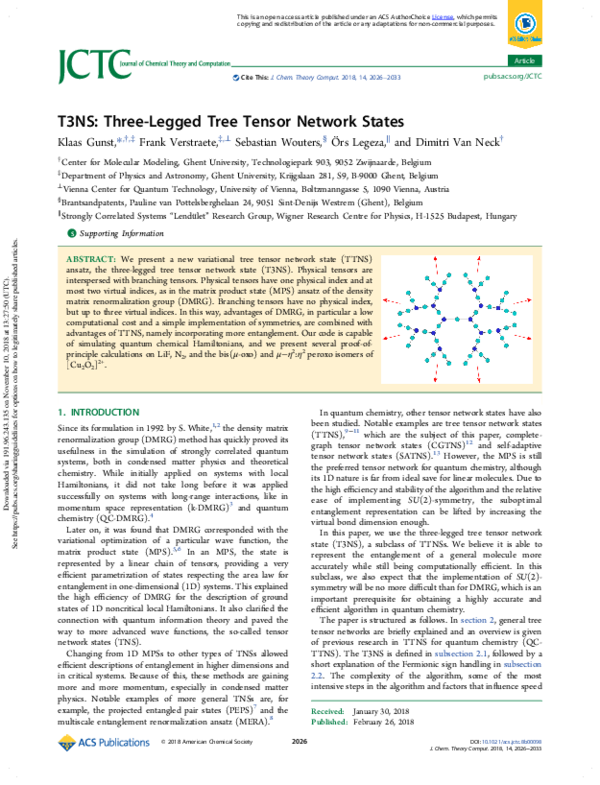 (PDF) T3NS: Three-Legged Tree Tensor Network States