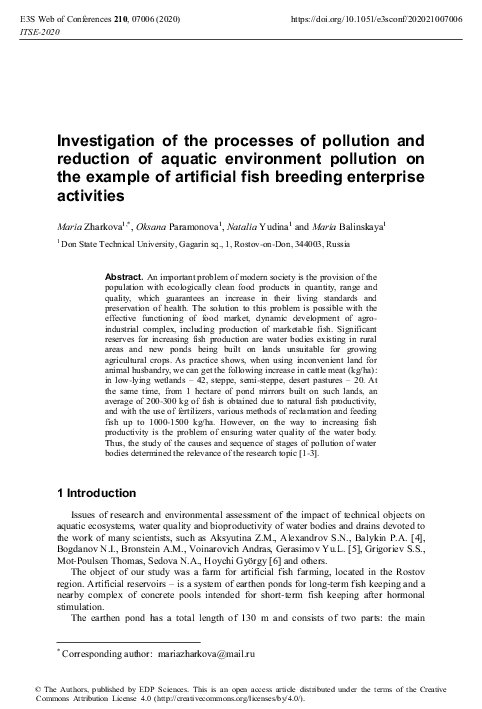 (PDF) Investigation of the processes of pollution and reduction of ...