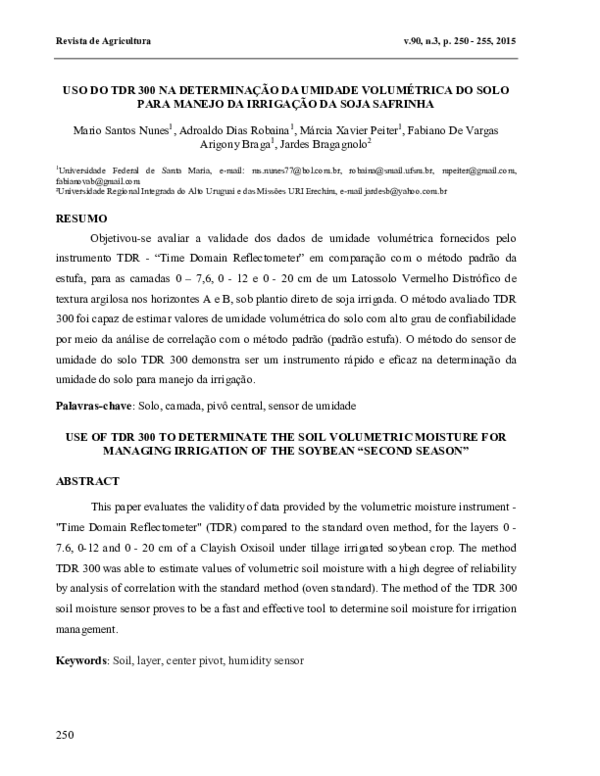 (PDF) 250 Uso Do TDR 300 Na Determinação Da Umidade Volumétrica Do Solo ...