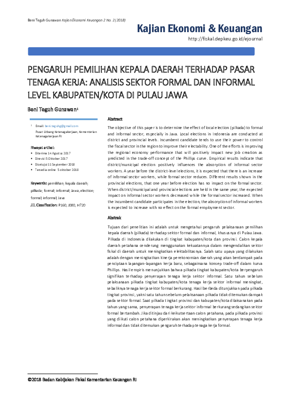 (PDF) Pengaruh Pemilihan Kepala Daerah Terhadap Pasar Tenaga Kerja ...