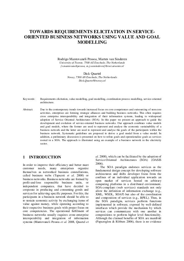 (PDF) Towards Requirements Elicitation in Service-Oriented Business ...