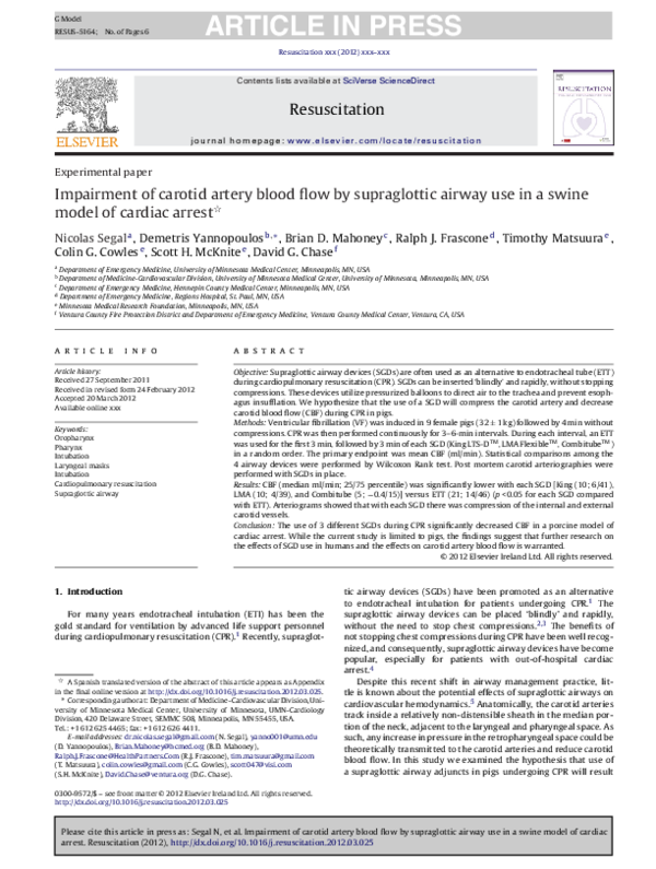 (PDF) Impairment of carotid artery blood flow by supraglottic airway ...