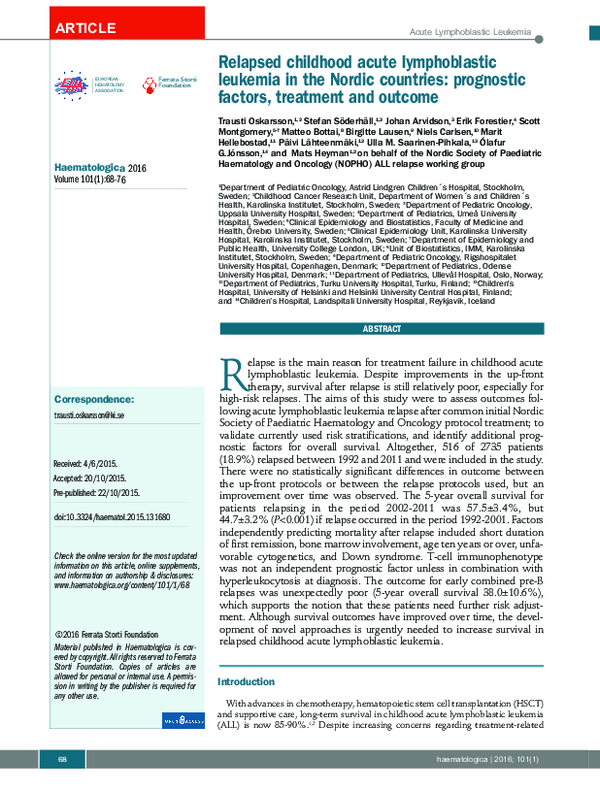 (PDF) Relapsed Childhood Acute Lymphoblastic Leukemia Presenting as an ...