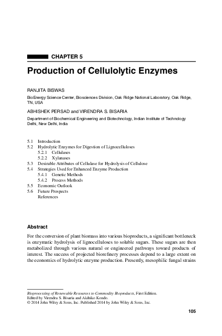 (PDF) Production of Cellulolytic Enzymes | Ranjita Biswas - Academia.edu