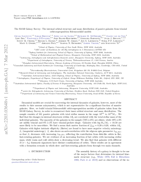 (PDF) The SAMI Galaxy Survey: The Internal Orbital Structure and Mass ...
