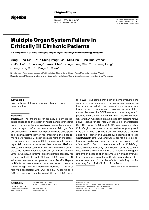 (PDF) Multiple Organ System Failure in Critically Ill Cirrhotic Patients