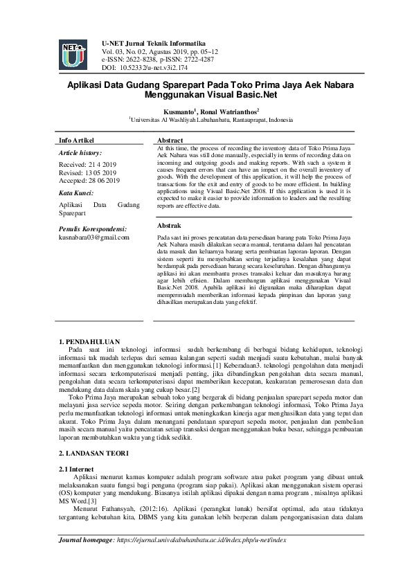 (PDF) Aplikasi Data Gudang Sparepart Pada Toko Prima Jaya Aek Nabara ...