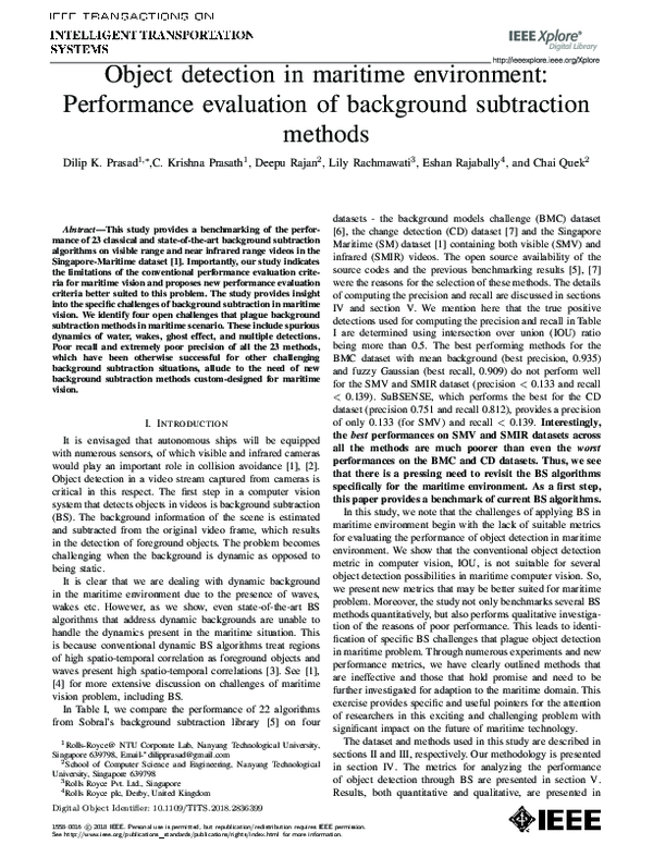 Pdf Object Detection In A Maritime Environment Performance