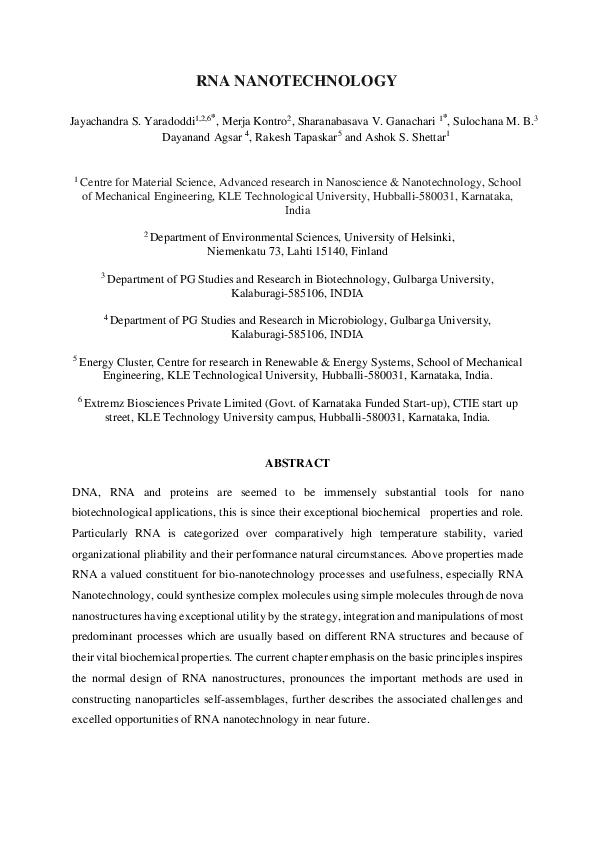(PDF) RNA Nanotechnology
