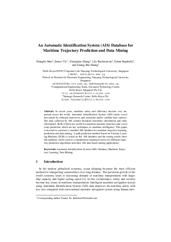 Pdf An Automatic Identification System Ais Database For Maritime