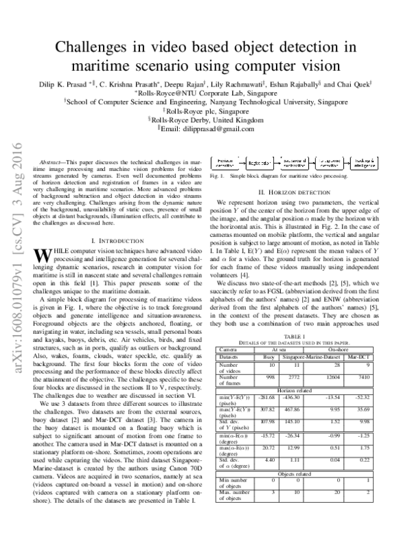 (PDF) Challenges In Video Based Object Detection In Maritime Scenario Using Computer Vision