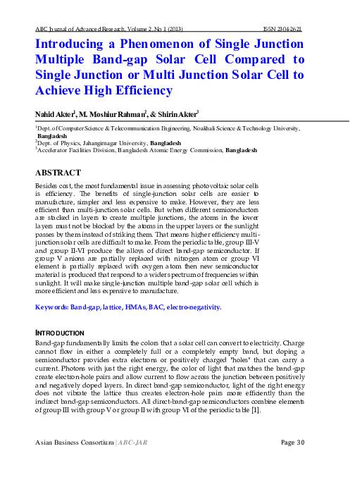 (PDF) Single Junction Multiple Band-Gap Solar Cells for Higher Efficiency