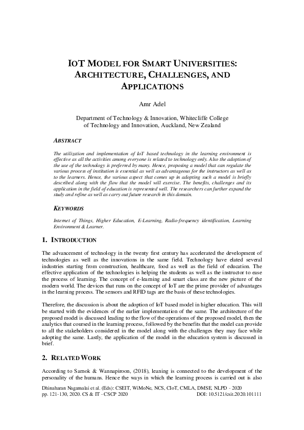 (PDF) IoT Model for Smart Universities: Architecture, Challenges, and ...