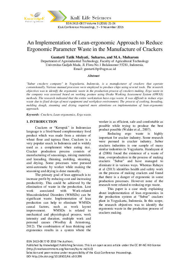 (PDF) An Implementation of Lean-ergonomic Approach to Reduce Ergonomic Parameter Waste in the ...