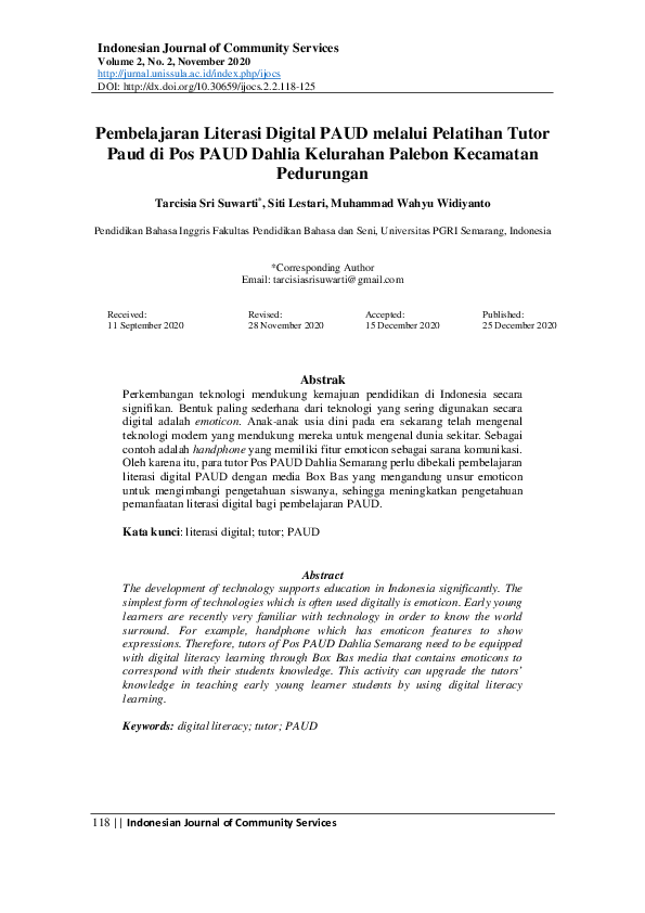 (PDF) Pembelajaran Literasi Digital PAUD melalui Pelatihan Tutor Paud ...