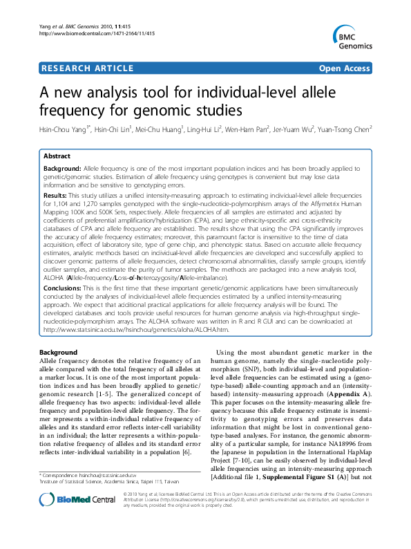 (PDF) A new analysis tool for individual-level allele frequency for ...