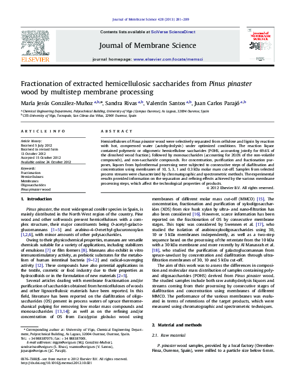 (PDF) Fractionation of extracted hemicellulosic saccharides from Pinus ...