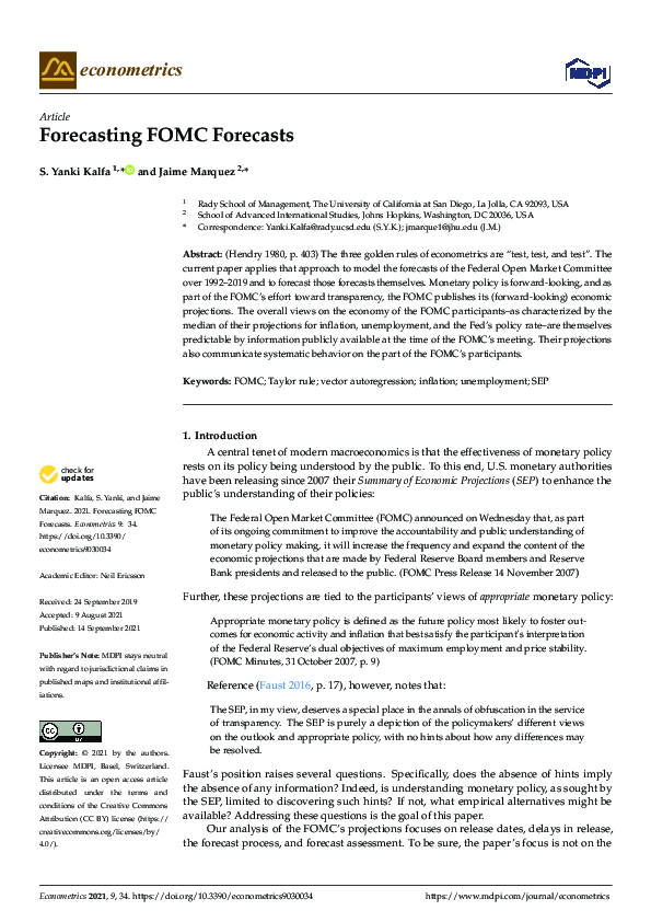 (PDF) Forecasting FOMC Forecasts
