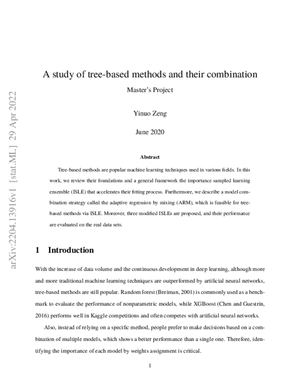 (PDF) A study of tree-based methods and their combination
