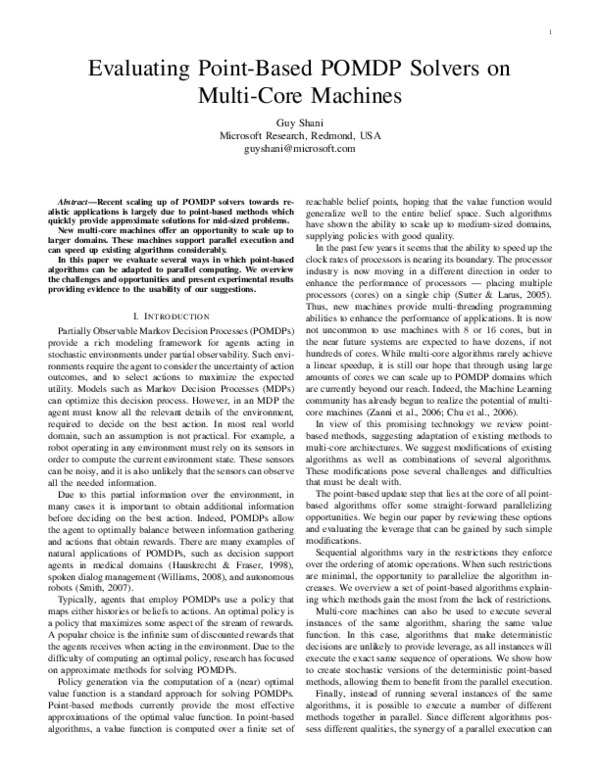 (PDF) Point-Based POMDP Solvers on Multicore Systems