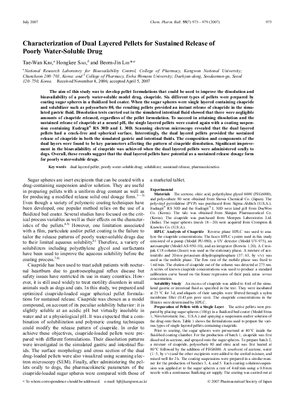 (PDF) Characterization of Dual Layered Pellets for Sustained Release of ...