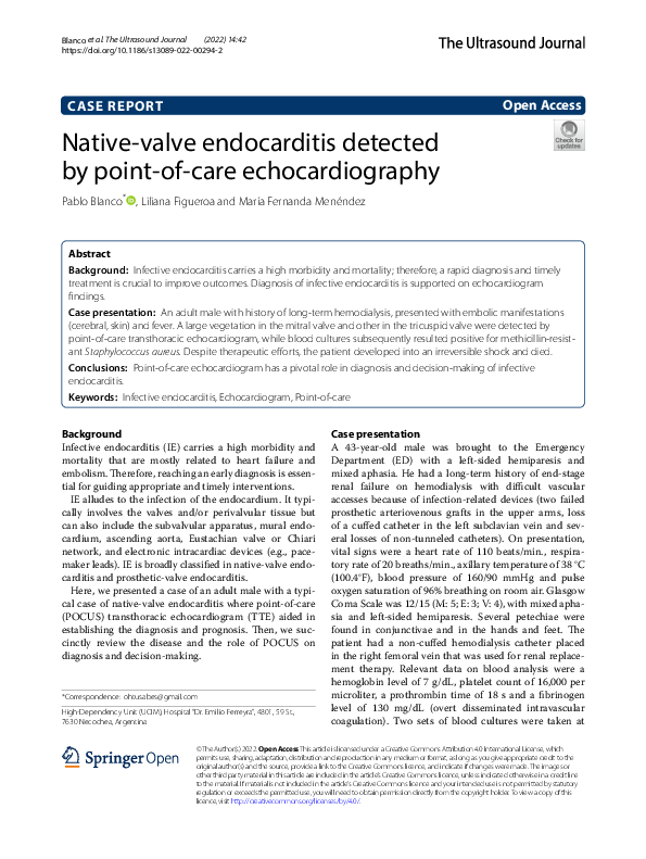 (PDF) Native-valve endocarditis detected by point-of-care echocardiography