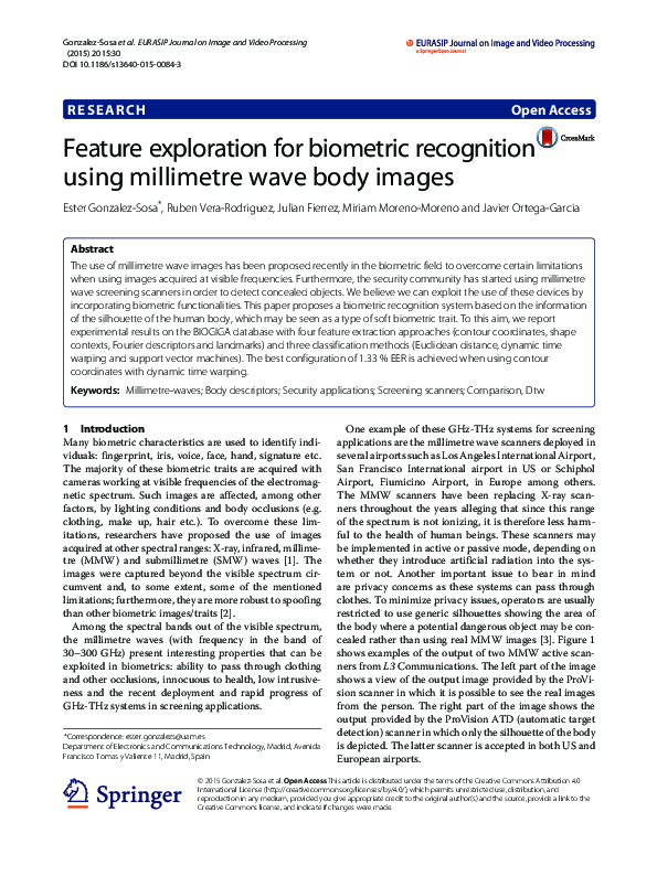 (PDF) Feature exploration for biometric recognition using millimetre ...