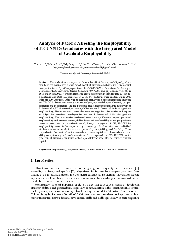 (PDF) Analysis of Factors Affecting the Employability of FE UNNES ...