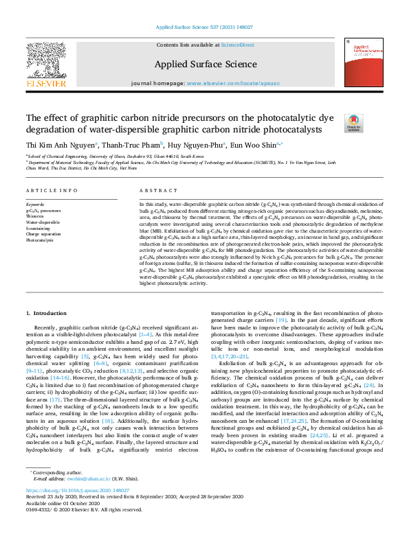 (PDF) The effect of graphitic carbon nitride precursors on the ...