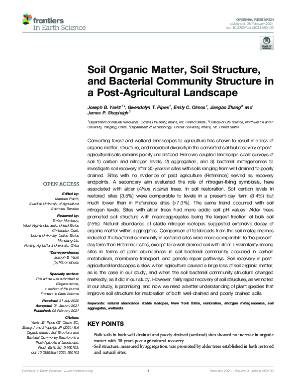 (PDF) Soil Organic Matter, Soil Structure, and Bacterial Community Structure in a Post ...