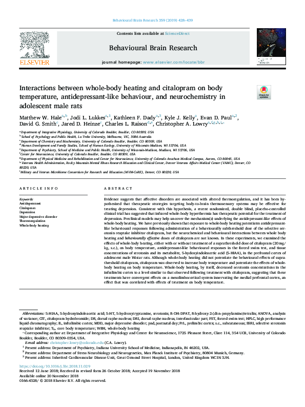 (PDF) Interactions between whole-body heating and citalopram on body ...