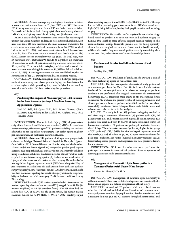 (PDF) Predicting the Impact of Neurosurgery on TBI Patients in the Low ...