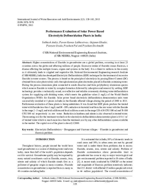(PDF) Performance Evaluation of Solar Power Based Electrolytic ...