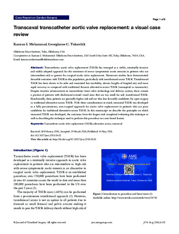 (PDF) Transcaval Transcatheter Aortic Valve Replacement With the ACURATE neo Aortic ...