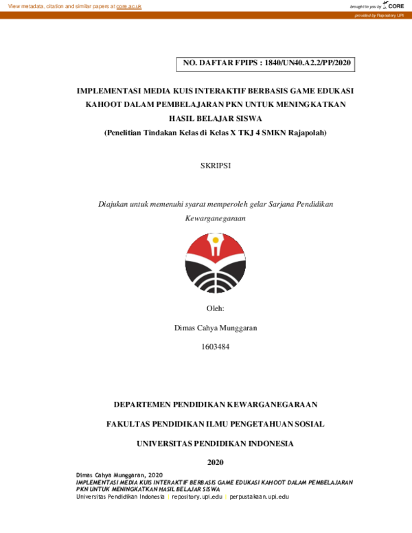 (PDF) IMPLEMENTASI MEDIA KUIS INTERAKTIF BERBASIS GAME EDUKASI KAHOOT DALAM PEMBELAJARAN PKN ...