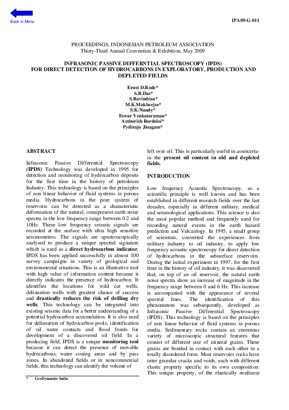 (PDF) Infrasonic Passive Differntial Spectroscopy (IPDS) for direct ...