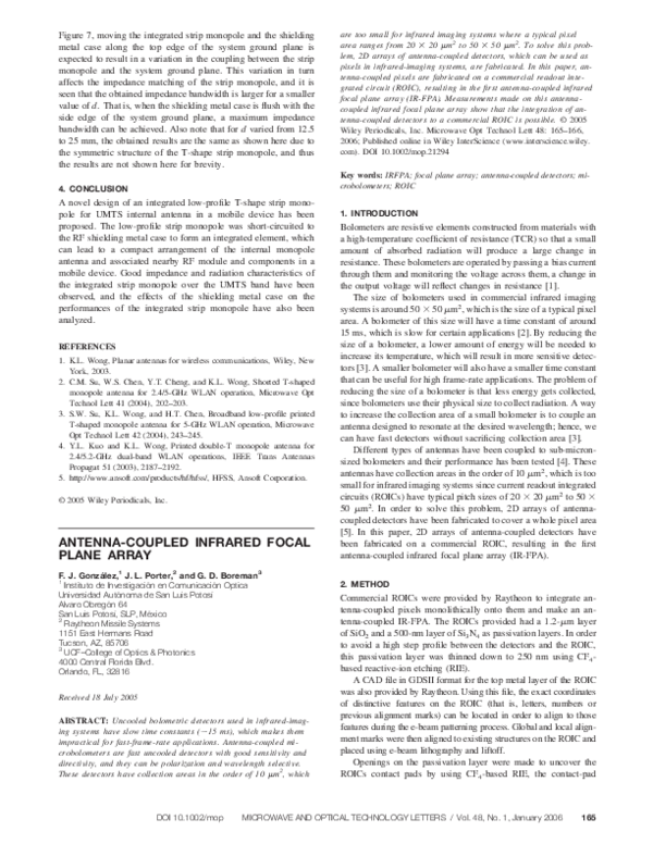 (PDF) Antenna-coupled infrared focal plane array